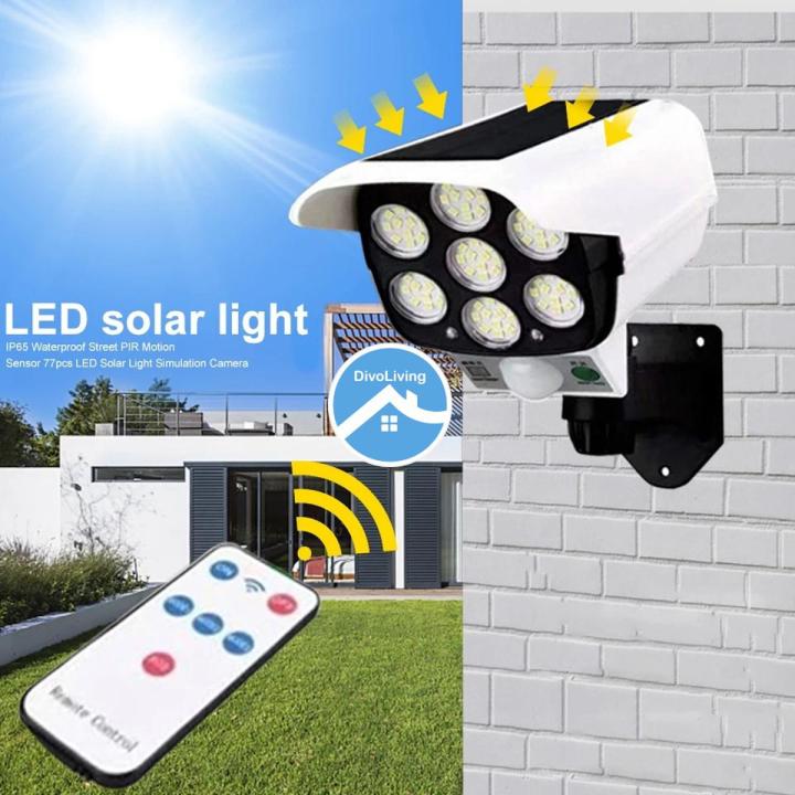 77 LED Remote Control Solar Lights Outdoor Lighting Wall Light Lamps Motion Sensor Lamp ...