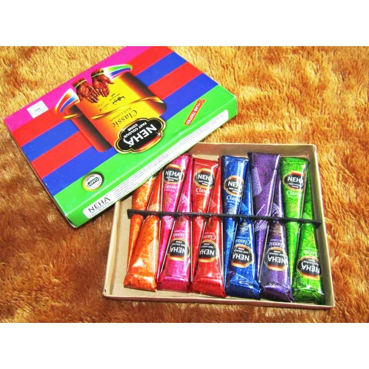 Neha Fast Colour Mehedi (Multicolor) – 12 Cone ( 1Box ) | Daraz.com.bd