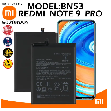 Xiaomi Redmi Note 9 Pro , 9S, Note 10 Pro Battery, Model BN53 Original ...