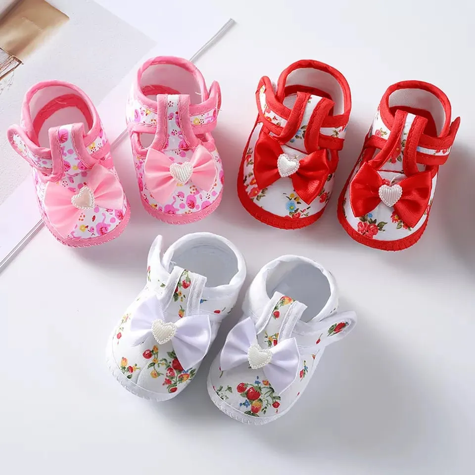 Newborn Baby Flower Print Shoes Summer Baby Girl Cute Bow Floral Print Breathable Princess Shoes Soft Sole Flat Anti Slip Sandals 0 12 Month Daraz .bd