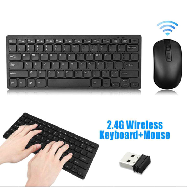 USB 2.4GHZ Wireless Slim Keyboard and Cordless Mouse Combo Kit Set for ...