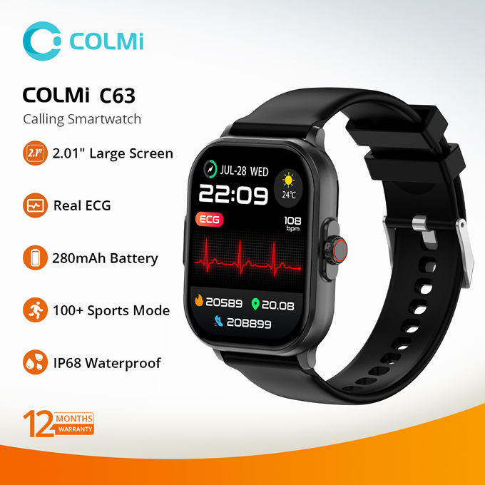 COLMI C63 Smartwatch 2.01″ Display ECG Blood Oxygen Blood Glucose ...