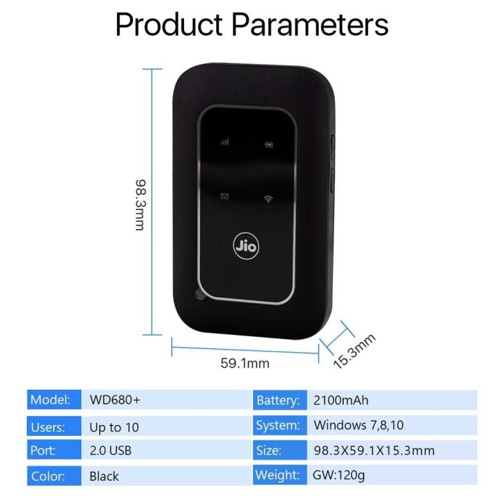 JIO 4G Wifi Airport pocket Router with Battery | Daraz.com.bd