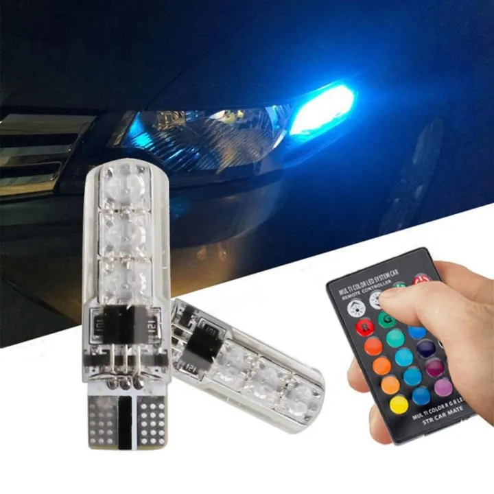 Auto LED Light Multi Color RGB LED Wedge Interior Strobe Light Remote Control Car Bulbs | Daraz ...