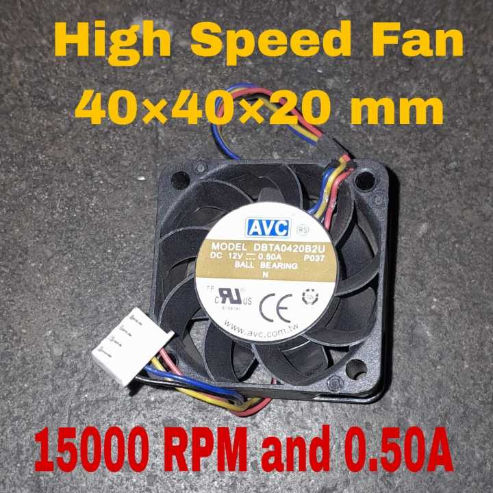 12V High Speed Fan AVC 4020 12V 0.50A 15000RPM 4 Wire Server Cooling ...