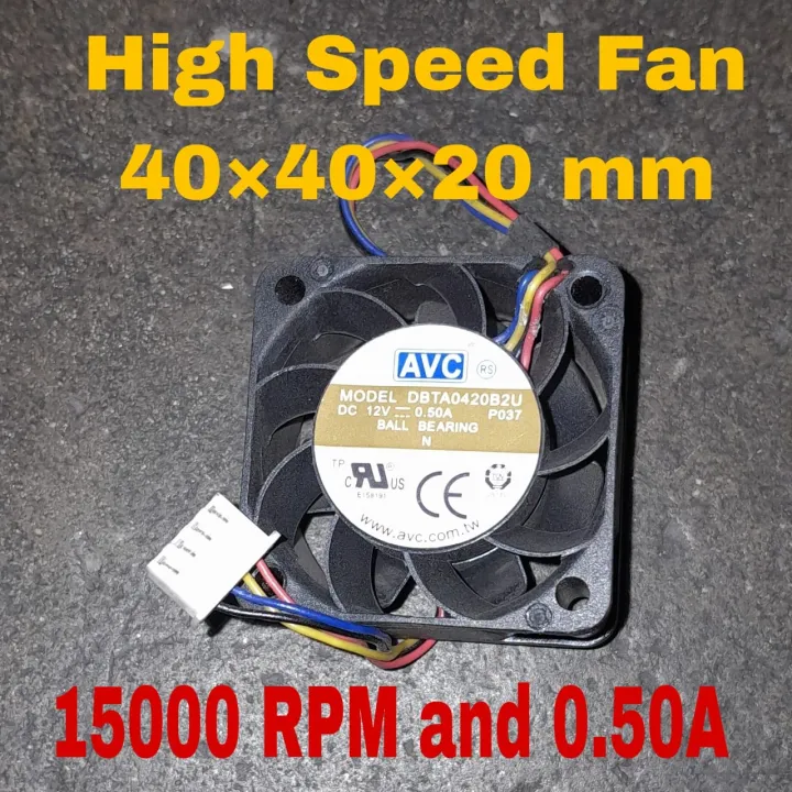 12V High Speed Fan AVC 4020 12V 0.50A 15000RPM 4 Wire Server Cooling ...