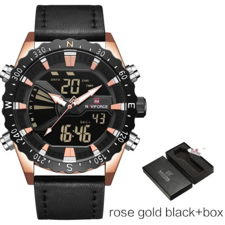 Naviforce - 9136L Luxury Sports Analog Led Digital Dual Display Men ...