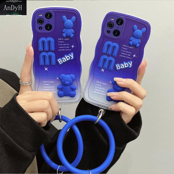 AnDyH New Design For OPPO Find X3 Pro Case 3D Cute Bear+Solid Color ...