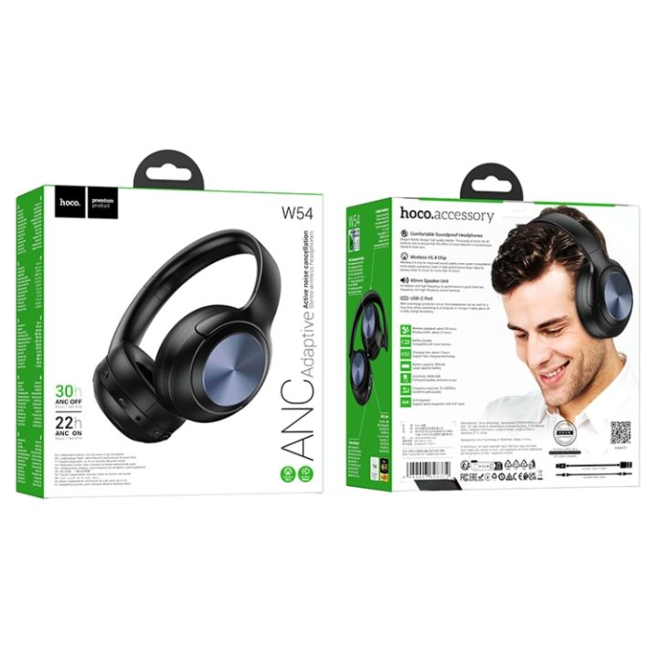 hoco W54 BT5.4 Active Noise Reduction Bluetooth Gaming Headset(Black) | Daraz.com.bd