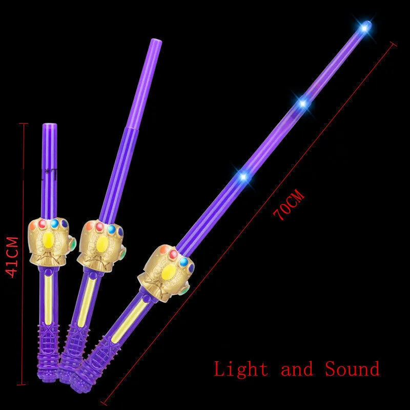 LED Light Sound Superhero Sword Figurines Hulk Black Panther Thanos ...