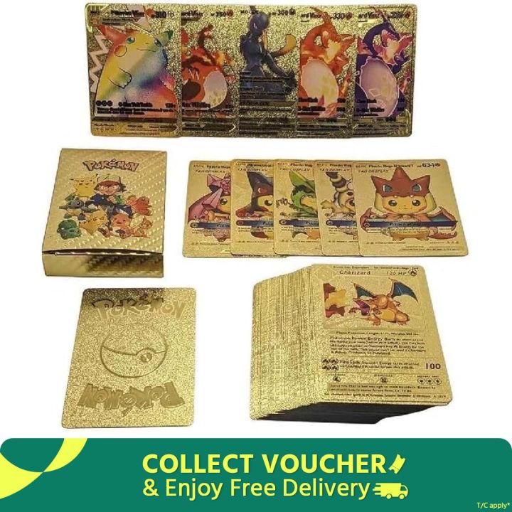 25 Pcs Pokemon Cards Assorted Gold Foil Cards Series | Daraz.com.bd