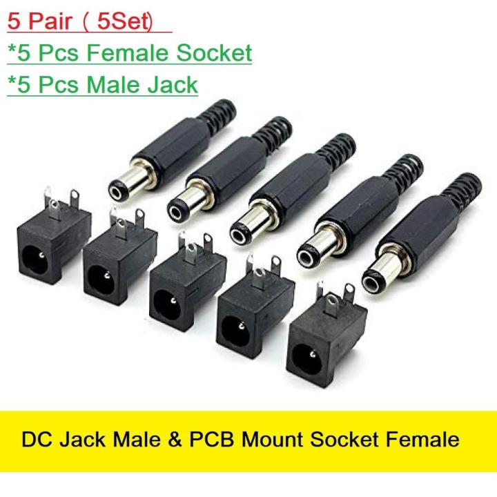 5 Pairs-Male Female Jack Connector Plug 5V 12V Dc Jack Male And Pcb ...