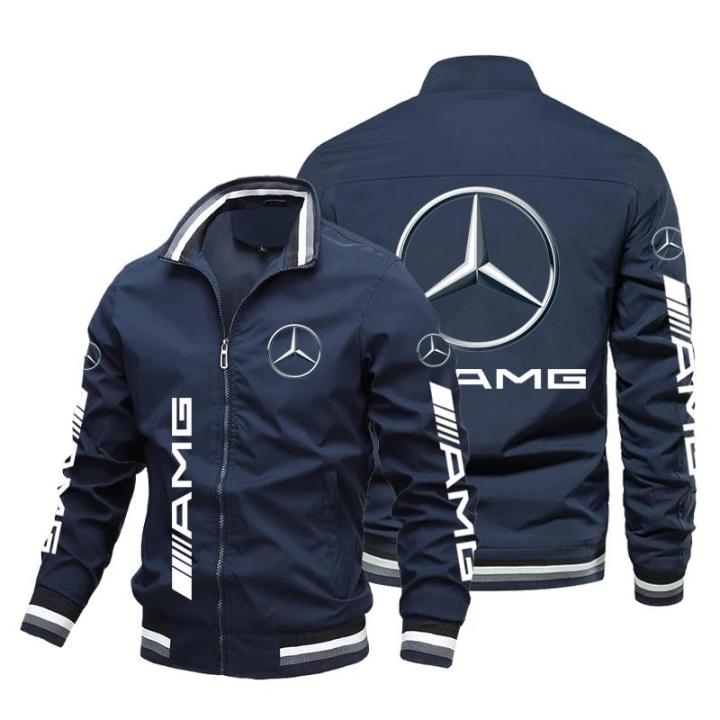 Men's Mercedes-Benz Jacket Luxury Car Logo Print Motorcycle Jacket ...