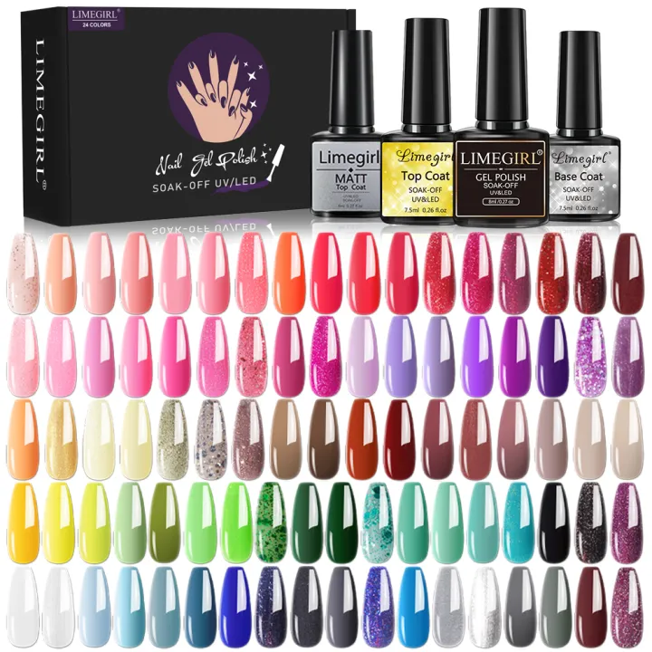 Limegirl Gel Nail Polish Set 60/40/24 Colors Semi Permanent UV/LED Lamp ...