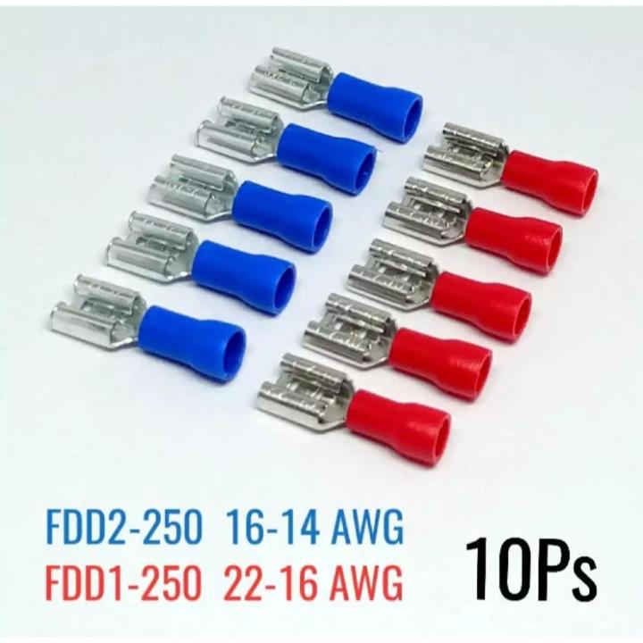 Cable Lugs FDD1-250 & FDD2-250 Female Type Red 22-16AWG and Blue 16 ...