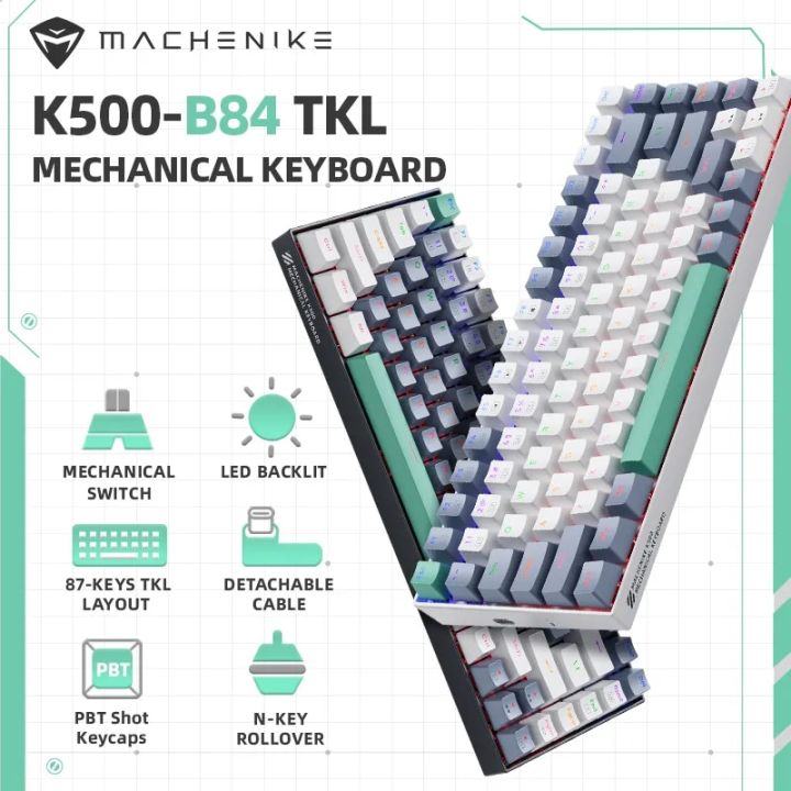 Machenike K500-B84 TKL Wired Mechanical Keyboard 84 Keys LED Backlight ...