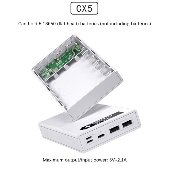 DIY Detachable Mobile power shell 5*18650 Power Bank Case Wireless ...
