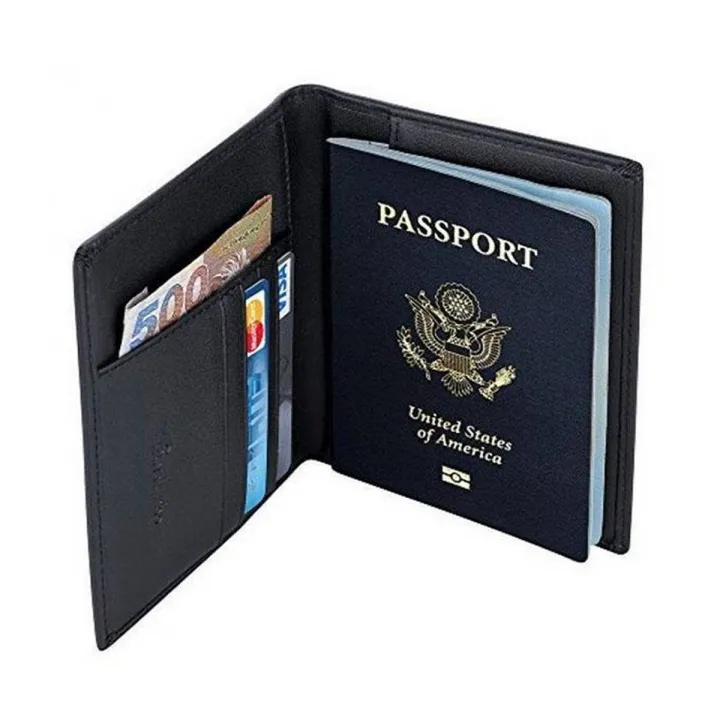 Black Leather Passport Cover Holder Bd 0954