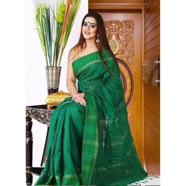 Jom Saree Yellow colour Saree holoder sharee 1 color saree | Daraz.com.bd