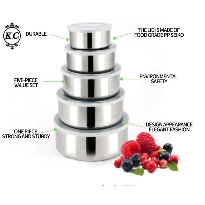 Premium Protect Fresh High Quality Stainless Steel Food Box- 5 Pieces ...