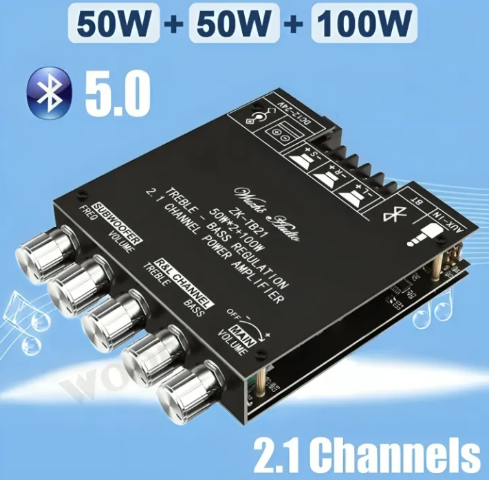 TPA3116D2 Bluetooth 5.0 ZK-TB21 Subwoofer Digital Amplifier Board 2x50W+100W 2.1 Channel Power ...
