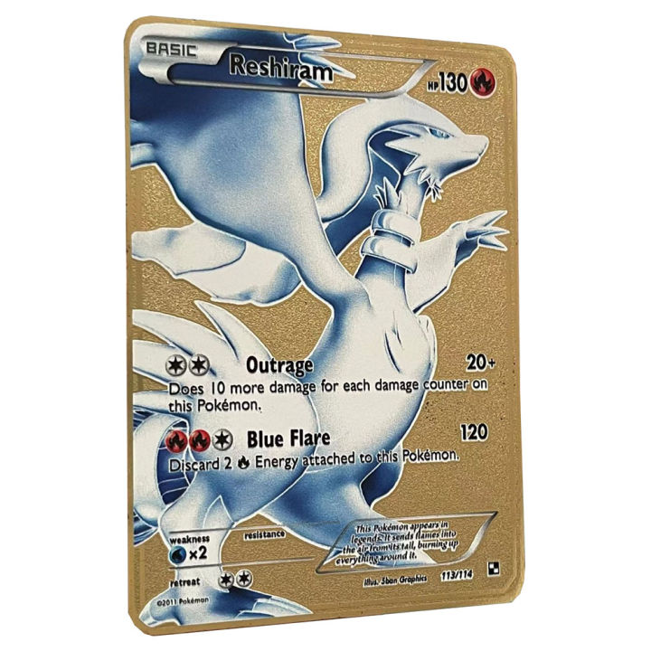 【Lejia】Basic Reshiram Golden Pokemon Cards in English Iron Pokmo Kids ...