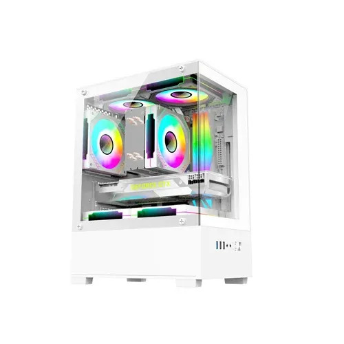 Aptech CS40 With 3 ARGB Fans Desktop Gaming White Casing | Daraz.com.bd