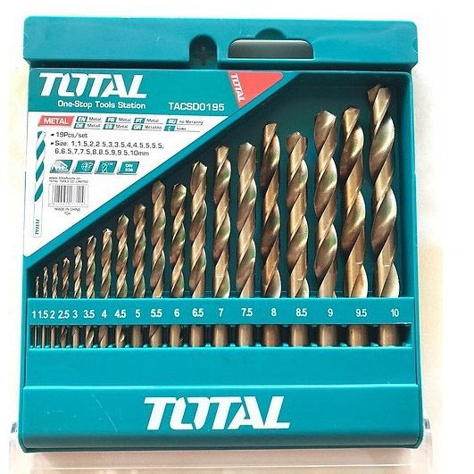 TOTAL HSS TWIST DRILL BITS SET (19pcs) (TACSD0195) | Daraz.com.bd