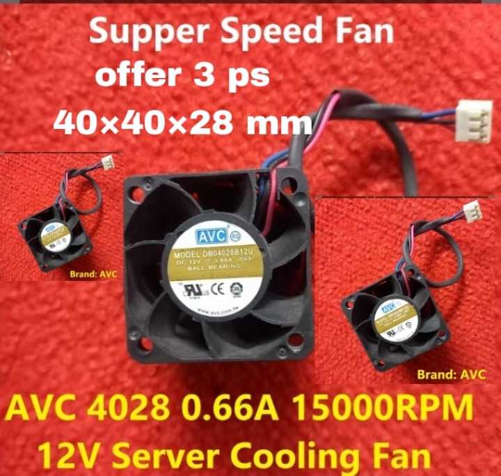3 ps 40*40*28 12V High Speed Fan AVC 4028 12V 0.36A 15000RPM 4 Wire ...