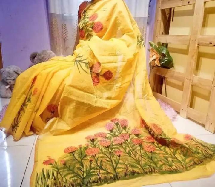 Exclusive Designer Hand Print Resom silk Saree / Resom suti Saree Super ...