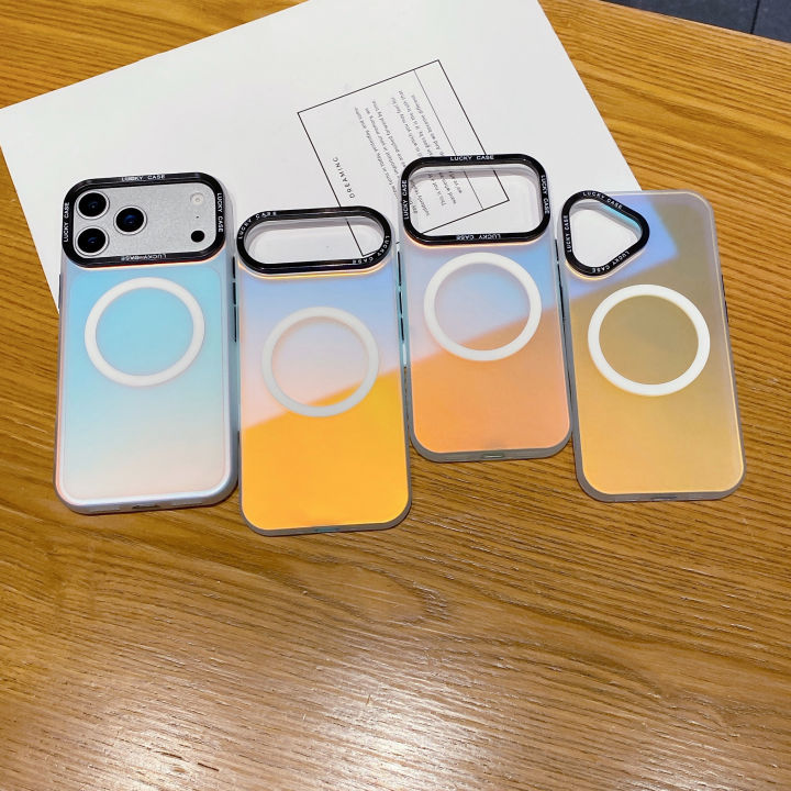 HOCE Matte Laser Gradient Clear Magnetic Phone Case For Magsafe For ...