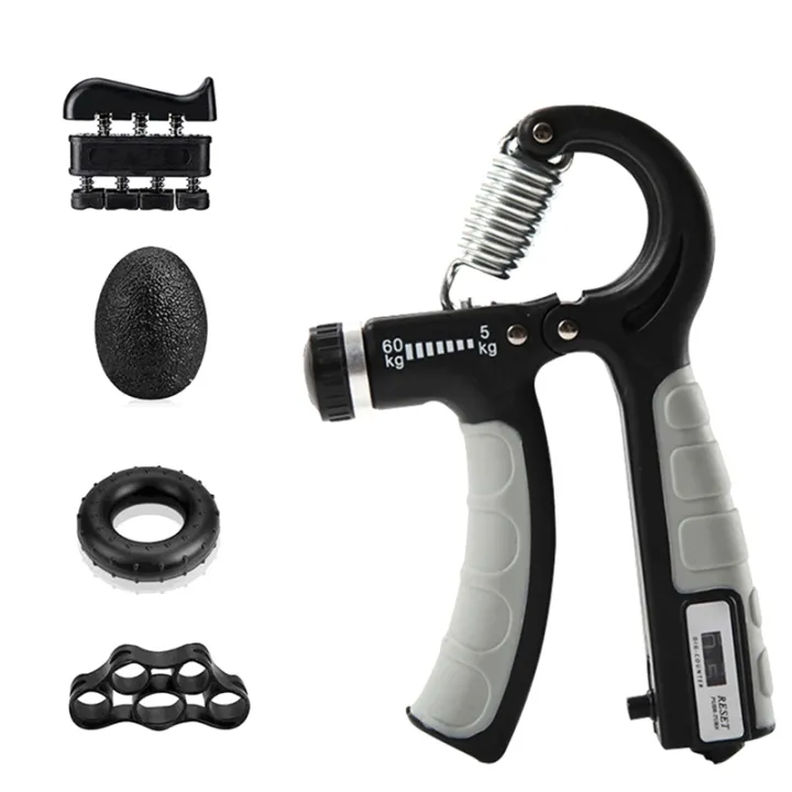 5Pack Grip Strength Trainer Kit Adjustable Count Hand Grip Set + Finger ...