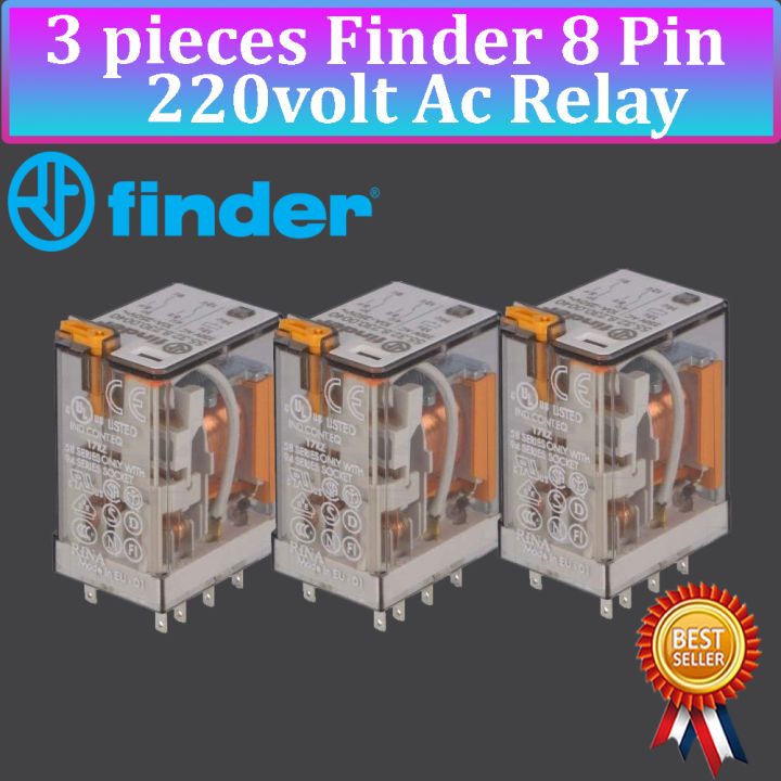 3 Pieces Finder Ac 220/240 5A Coil 8 Pin DPDT Power Electromagnetic General Purpose Relay ...