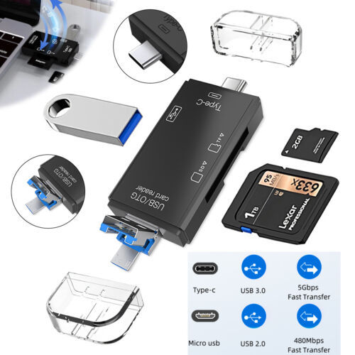 6 in 1 OTG Mobile Card Reader Support Micro USB, Type-C And USB Port ...
