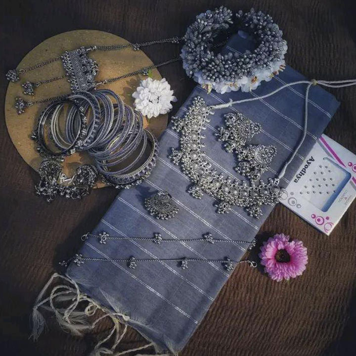 Ash Colour Sharee Combo-Set For Women | Daraz.com.bd