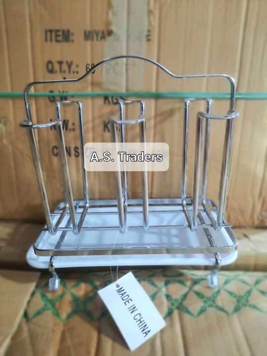 SS Glass Holder With Drainer, Glass Stand Cup Holder With Water Tray ...