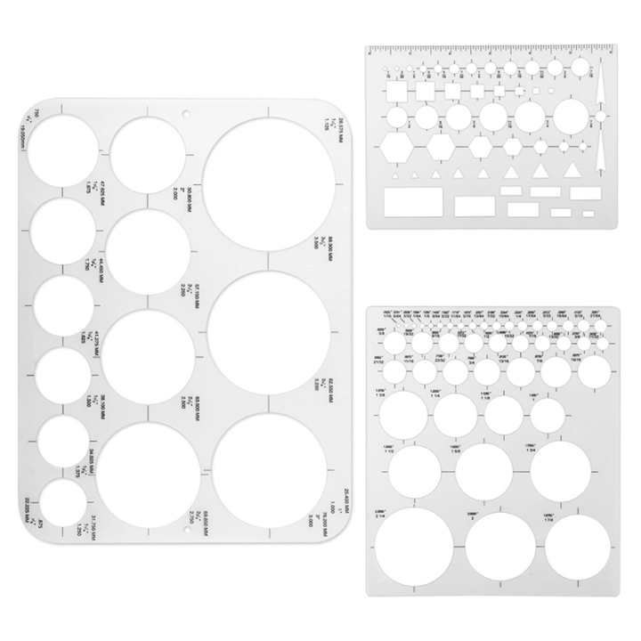 3 Pack Circle Templates for Drafting, 6 Different Sizes, Flexible ...