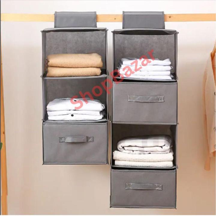 Wardrobe Hanging Cloth Organizer With Drawer, 4 Layer Cloth Organizer ...