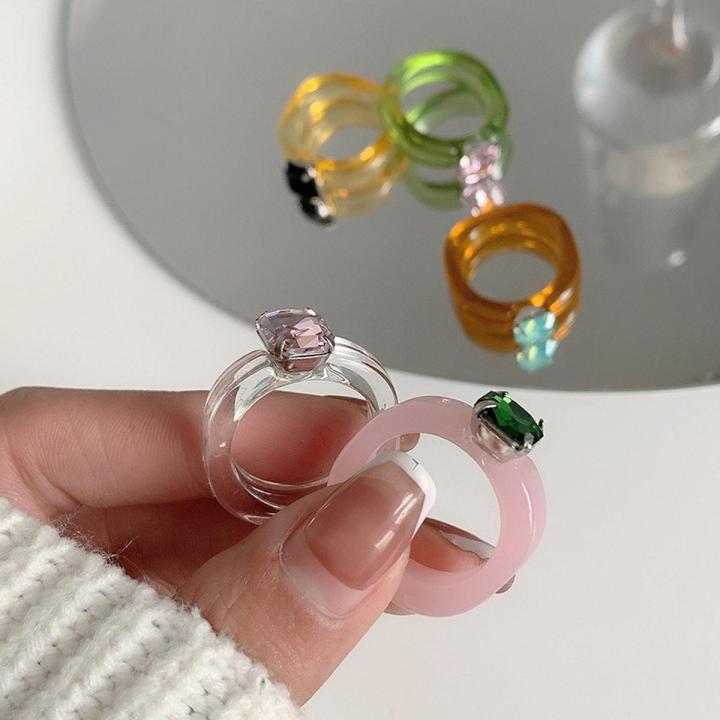 （New）Korean 2021 New Colorful Tranparent Rein Acrylic Rhinetone ...