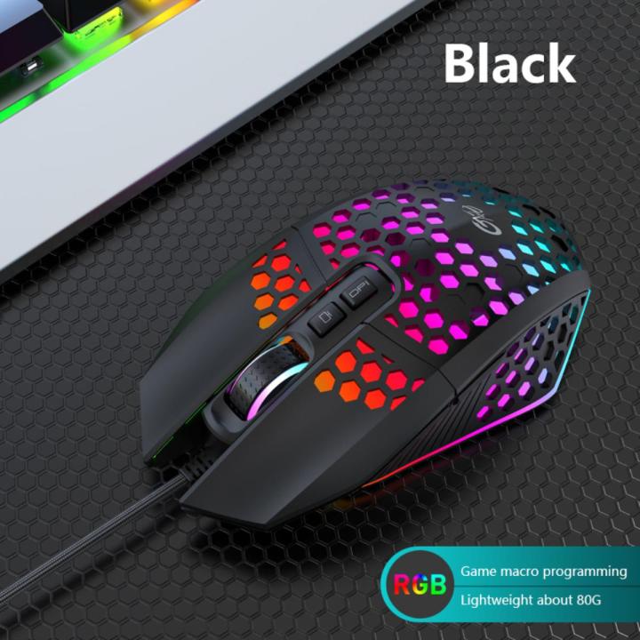 X801 7 Buttons USB Wired Hollow Mouse With RGB Lighting And One Click ...