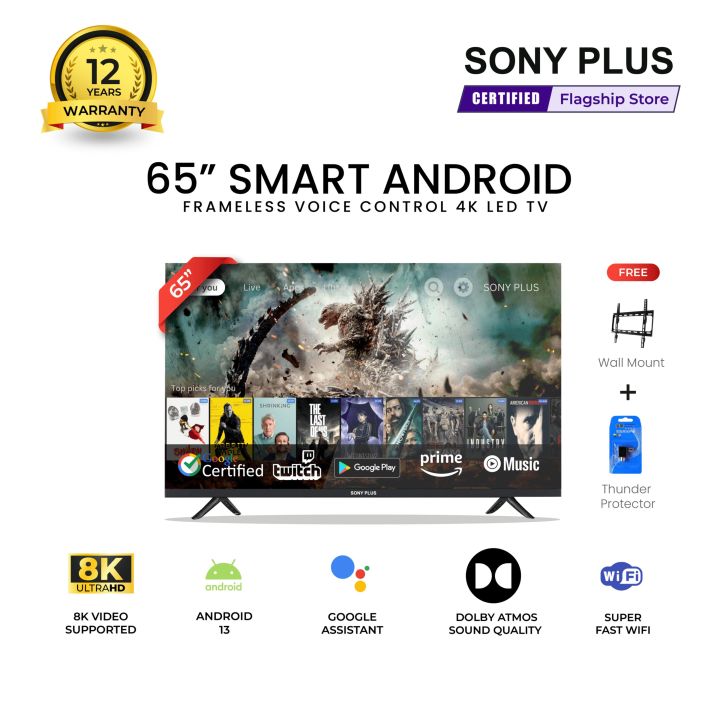 Sony Plus 65 inch Frameless Voice Control Smart QLED TV Wi-Fi UHD 8K ...