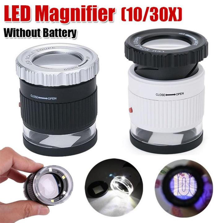 DASI 30X LED Illuminated Loupe Adjustable Cylindrical Magnifier ...