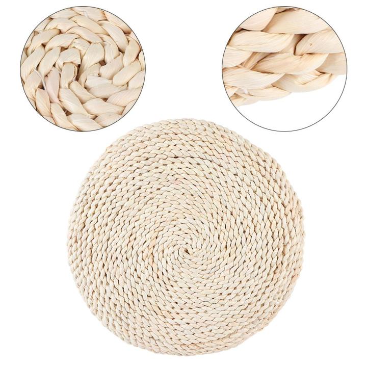 Japanese Style Round Tatami Hand Woven Floor Cushion Pouf Mat for ...