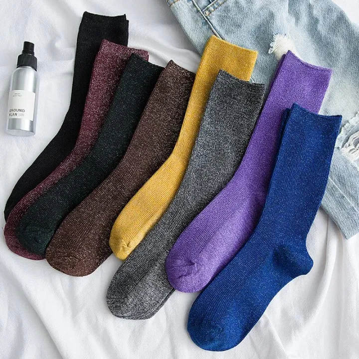 Bright Sparkling Women's Socks Fashion Glitter Shiny Sock Sweet Cute ...