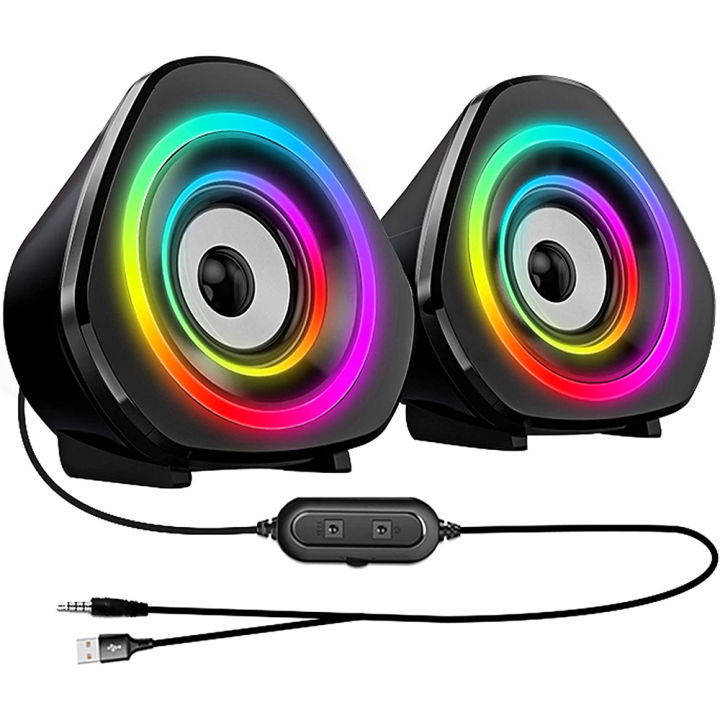Computer Speakers PC Desktop Laptop Speakers RGB Light USB Powered ...