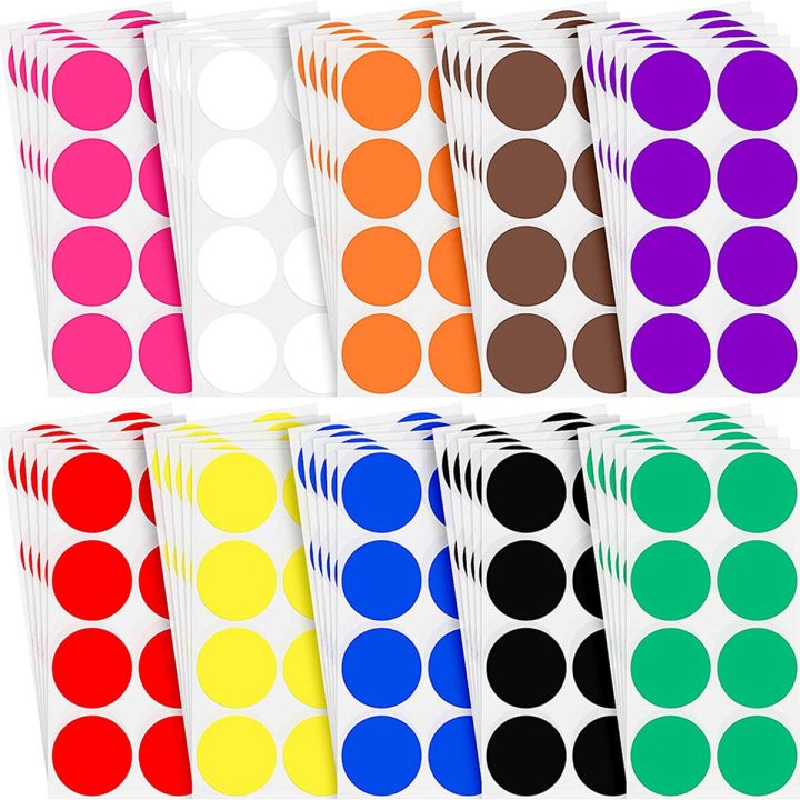 2 Inch Round Color Coding Sticker 10 Assorted Colors Circle Dot Labels ...