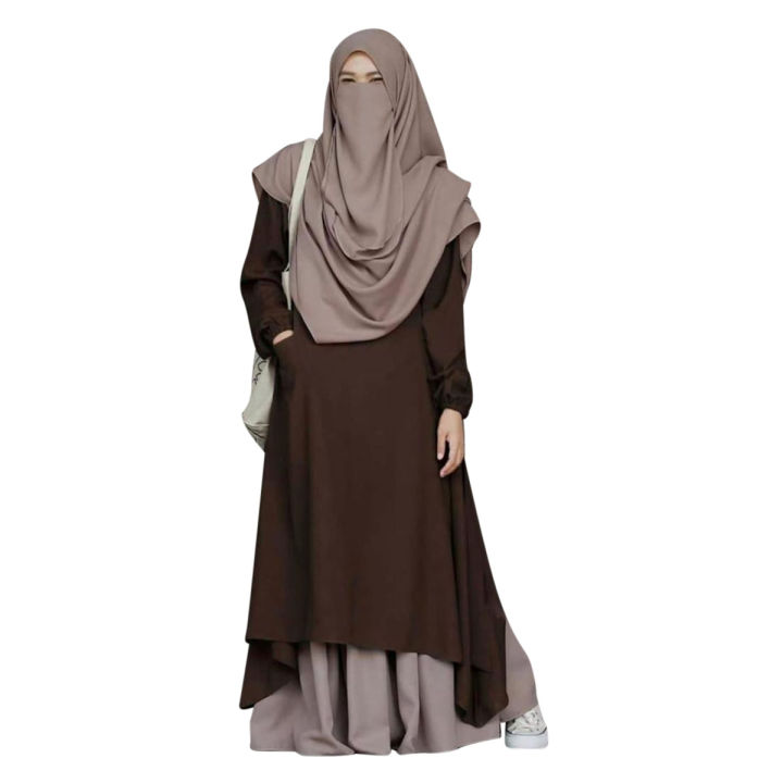 Dubai Cherry Full Set 4 Part Borka (Hijab + NIqab + Jama + Scart) For ...
