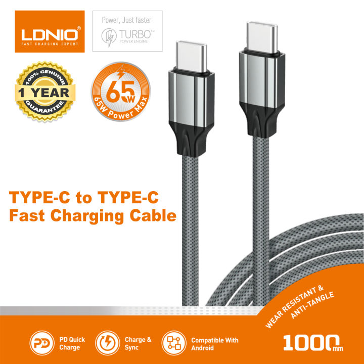 LDNIO 65W Type-C Fast Charging Cable, Type-C to Type-C Mobile Phone ...
