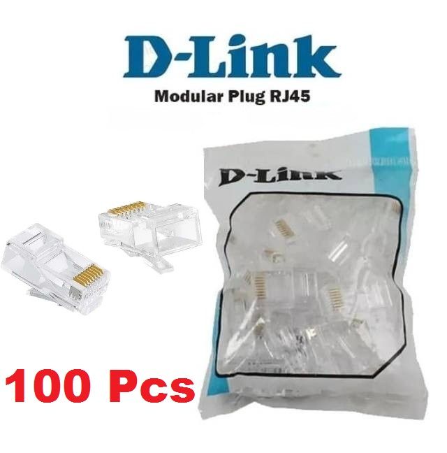 100pcs, RJ45 Plug Ethernet Gold Plated Network Connector - 100 piece ...