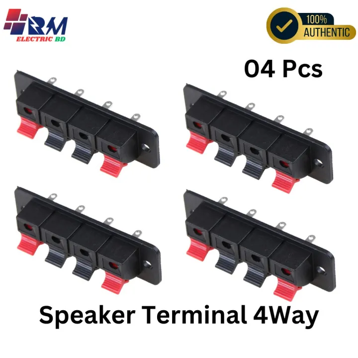 Speaker Terminal Block 4 Pin 4 Way Amplifier Spring Jointing Clamp Test ...